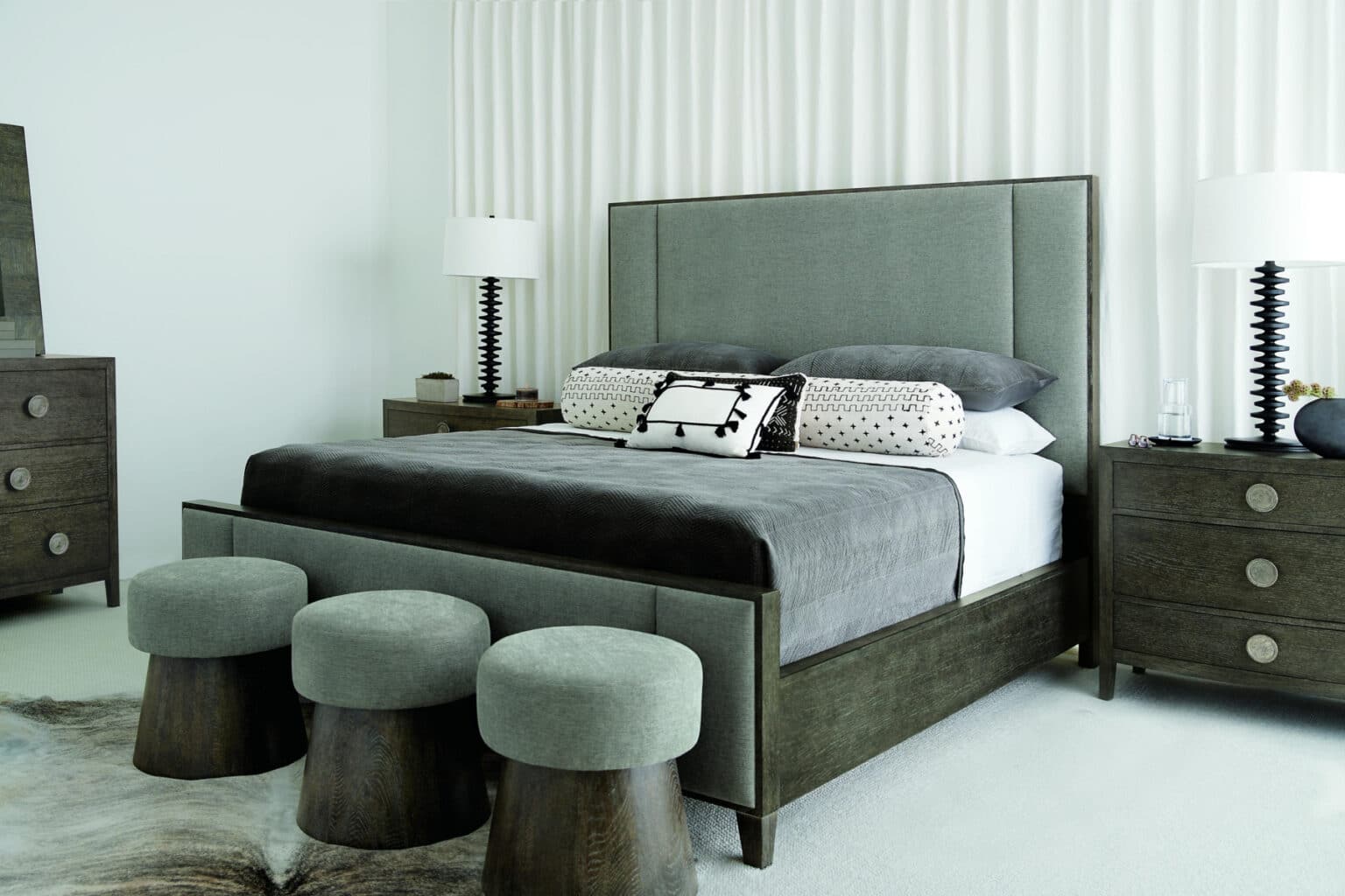 Linea Upholstered California King Panel Bed by Bernhardt