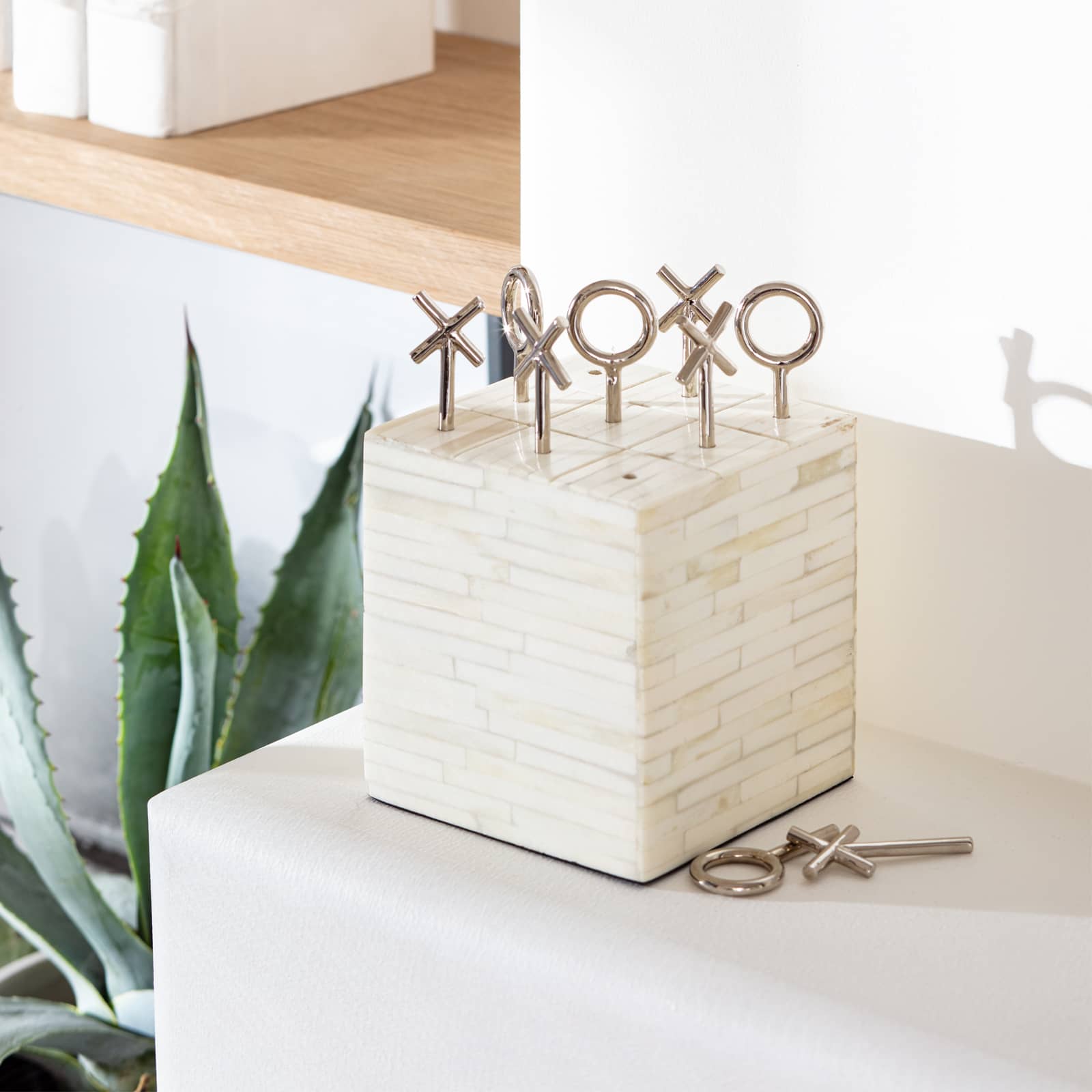 White Bone Block Tic Tac Toe - Furnitureland South