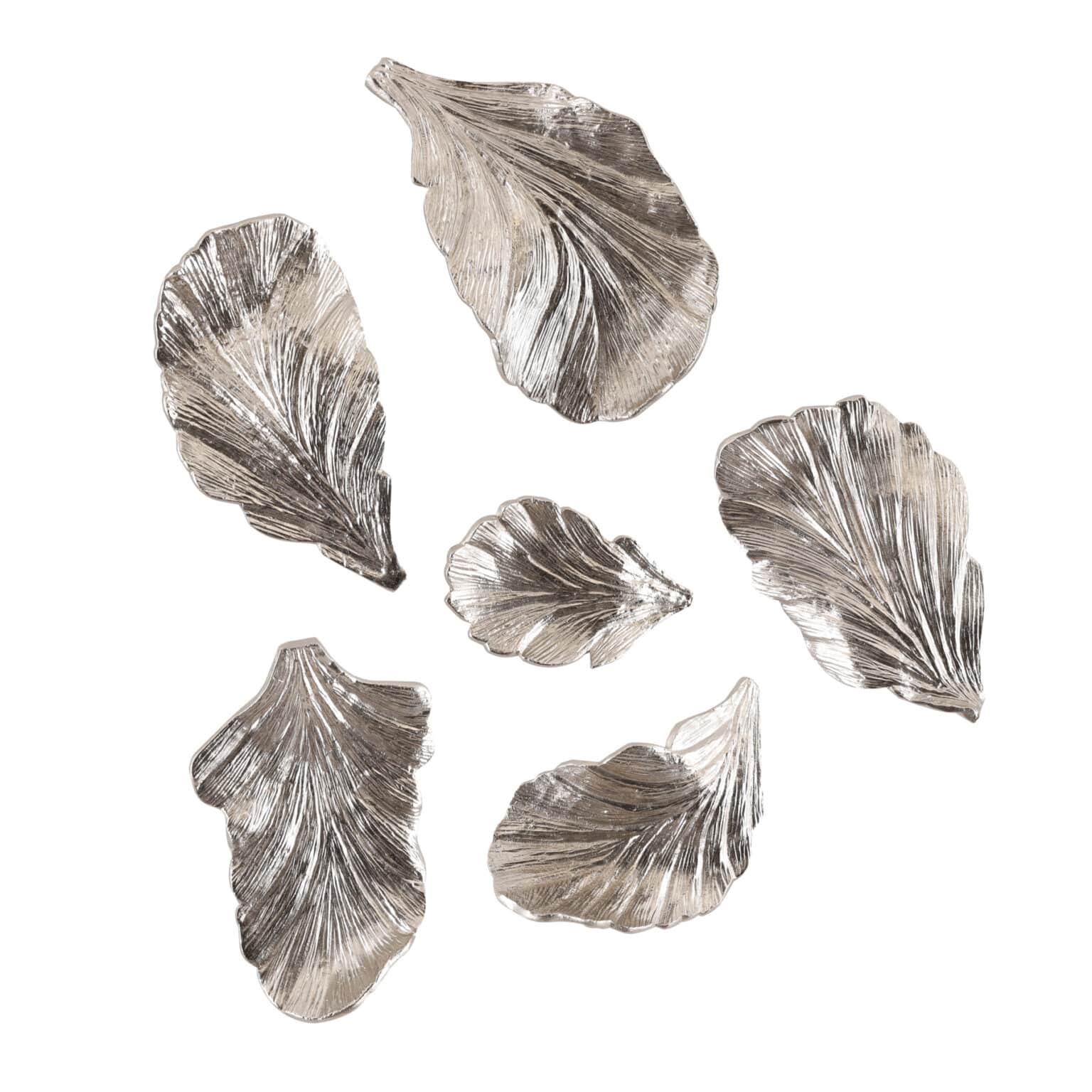 Nickel Wall Leaves, Set of 6 by John-Richard