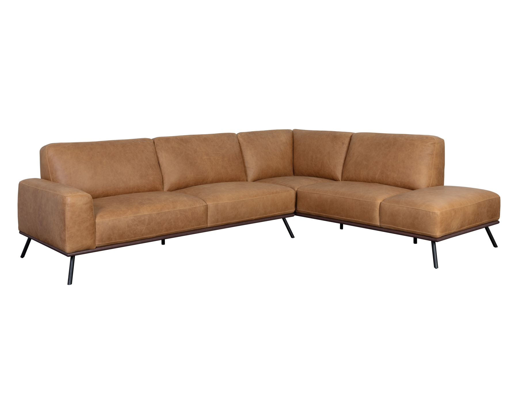 Brandi Leather Right Arm Facing Sofa Chaise by Sunpan Modern