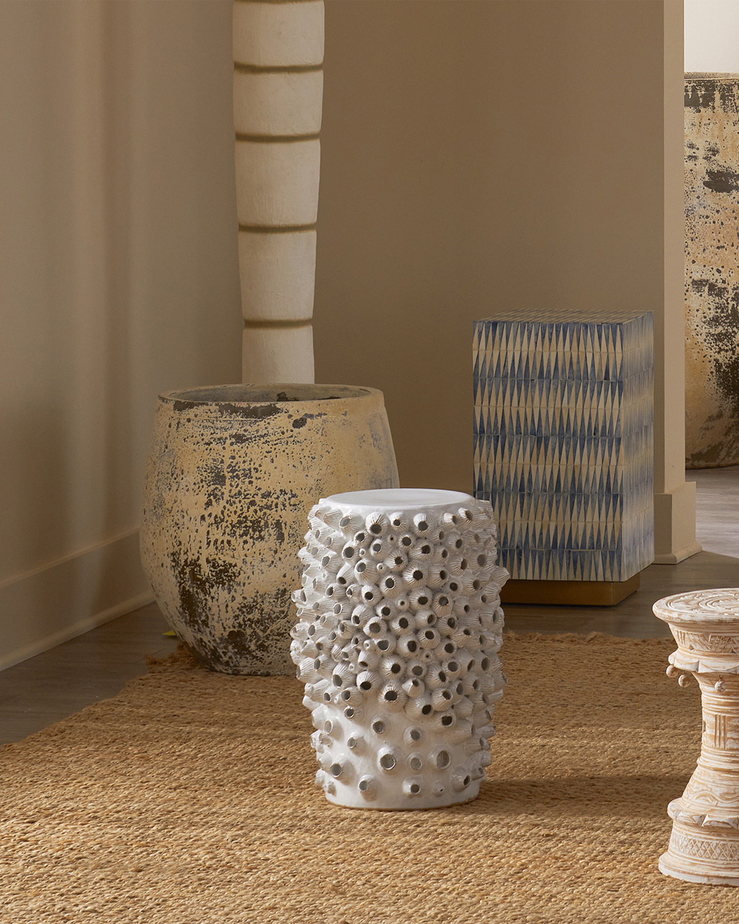 Barnacle White Accent Table by Currey & Company