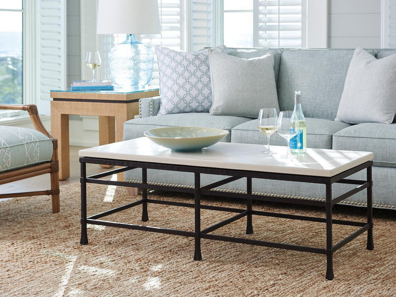 Breakwater Metal And Stone Cocktail Table by Barclay Butera