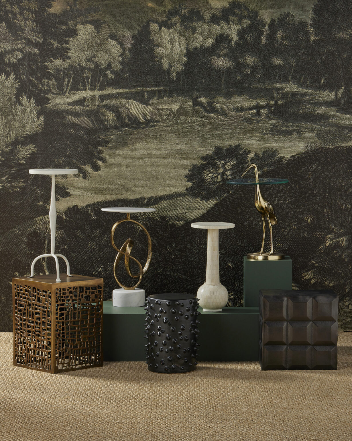 Crane Brass Accent Table by Currey & Company